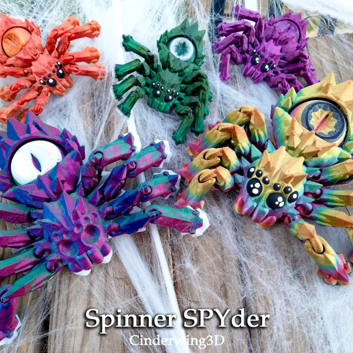 3D Printable Spinner SPYder (Articulated Fidget Spider) by Cinderwing3D