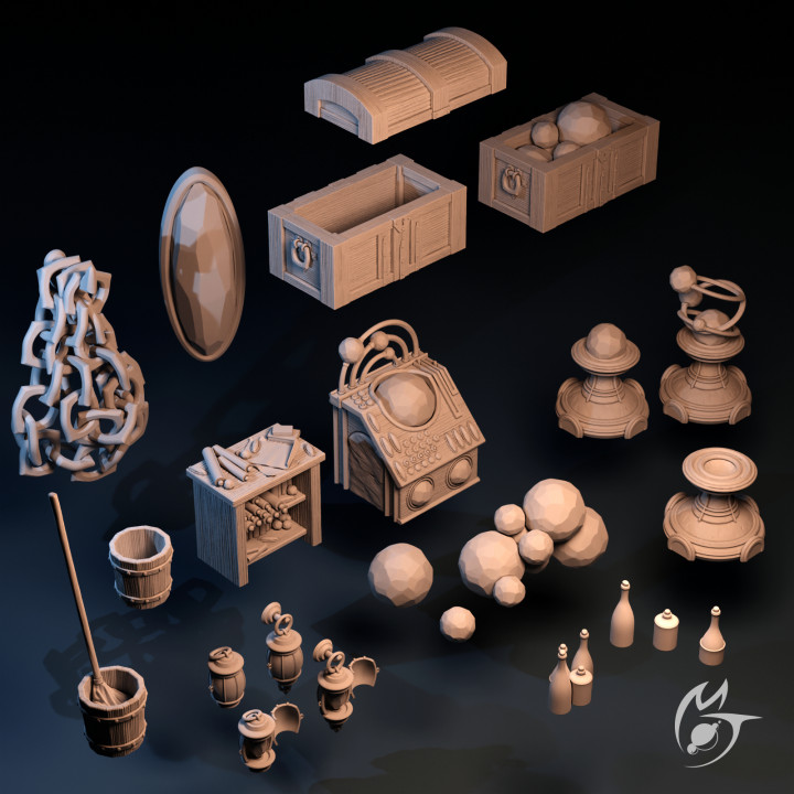 3D Printable Crew Quarters & Airship Objects & Props by Making Tlon