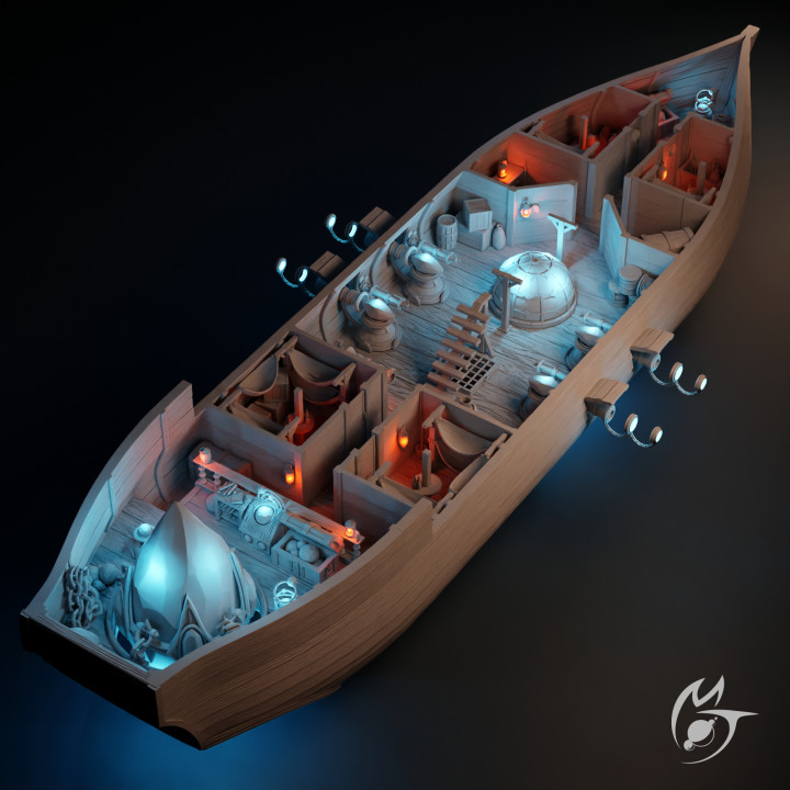 3D Printable Crystal Airship & Regular Ship - Modular OpenLOCK terrain ...