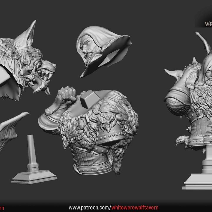 3D Printable Waclaw the Werewolf Slayer bust pre-supported by White ...