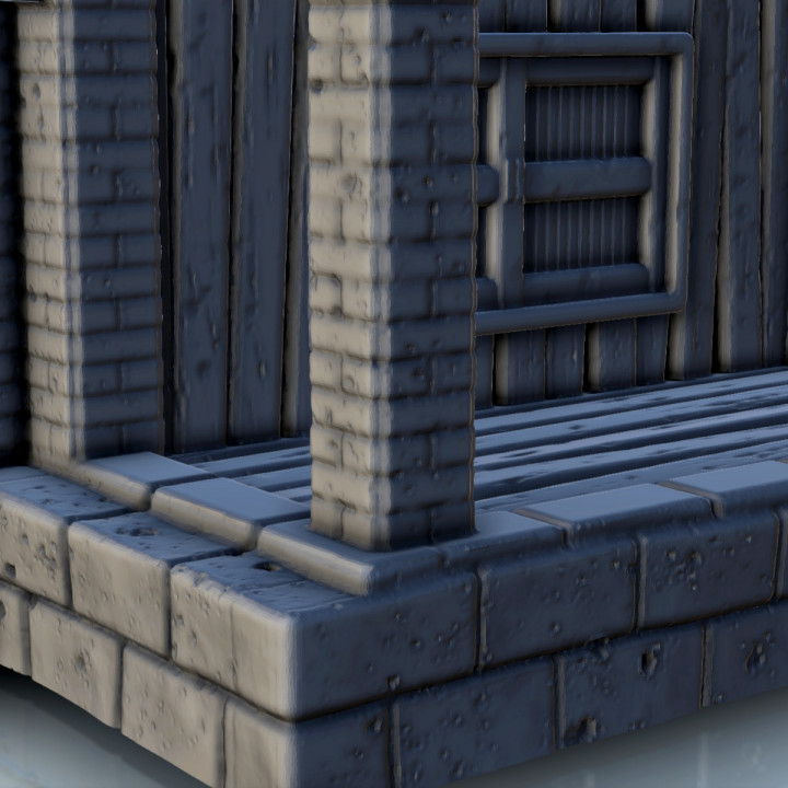 3D Printable Armory store with awning, terrace and double roof (1 ...