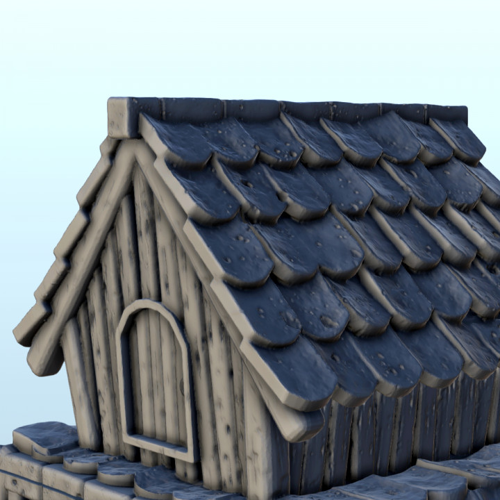 3D Printable Armory store with awning, terrace and double roof (1 ...