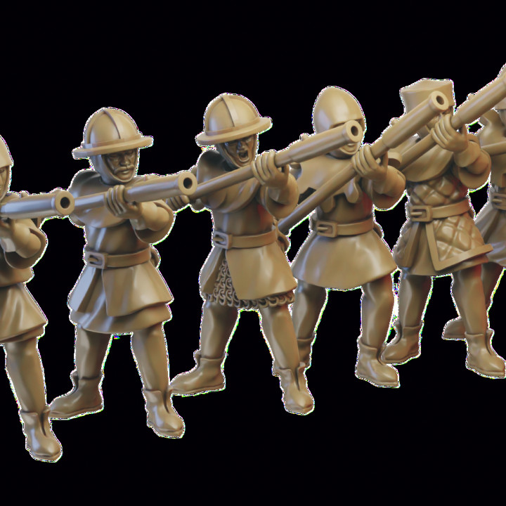3D Printable Medieval Bowmen Miniatures (modular, 32mm) by Juhász Gergely