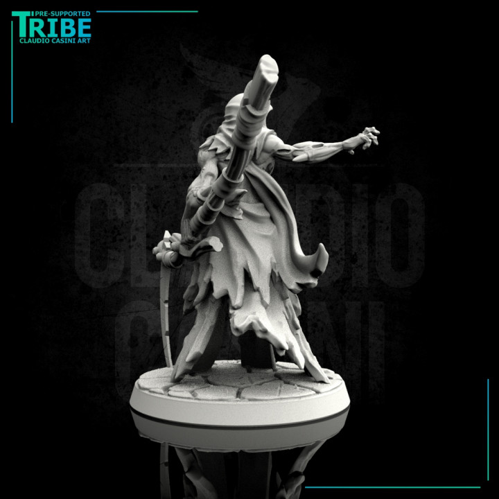 3D Printable (0107) Spectre, ghost with scythe by Claudio Casini Art