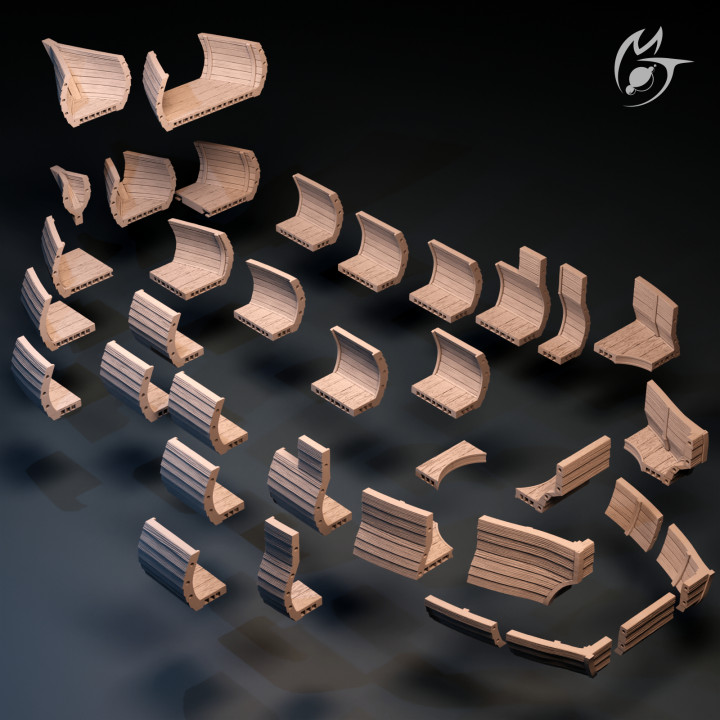 3D Printable Ship & Airship Lower Deck & Interiors - modular OpenLOCK tiles by Making Tlon