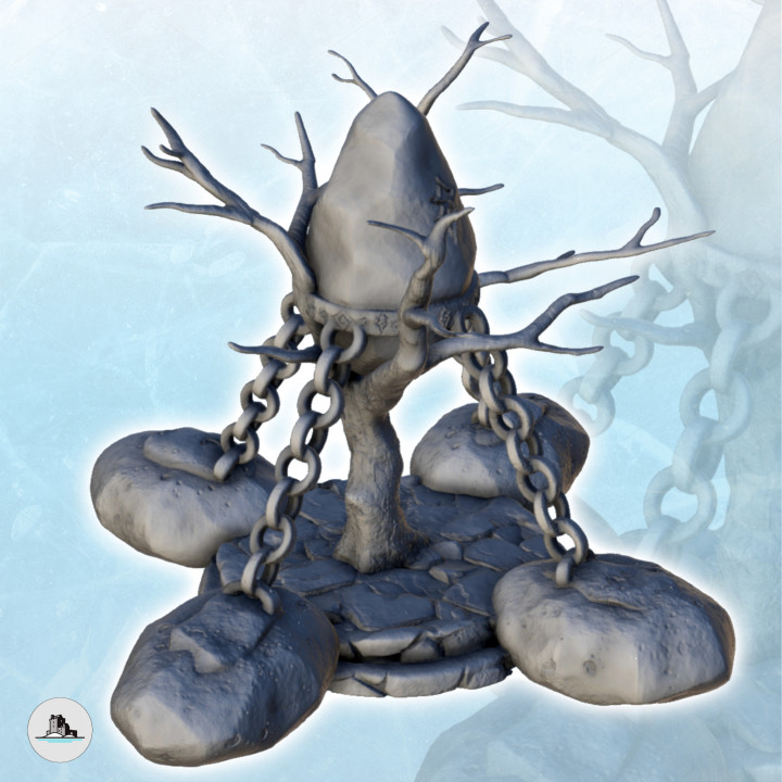 3D Printable Chained crystal totem with four stones (4) - Alkemy Lord ...