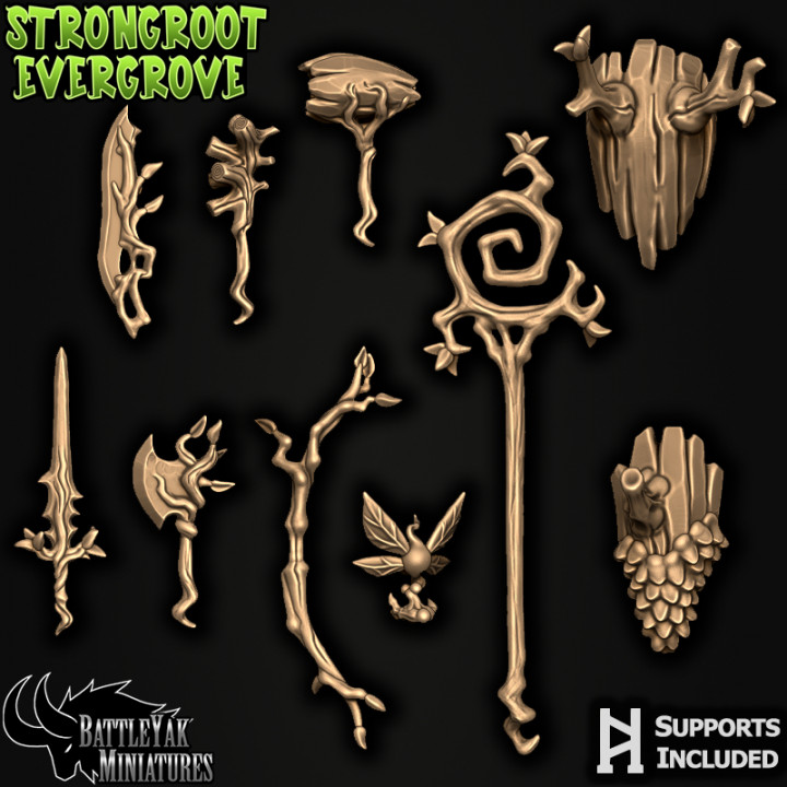 3D Printable Strongroot Evergrove Customization & Terrain Pack by Battle Yak Miniatures