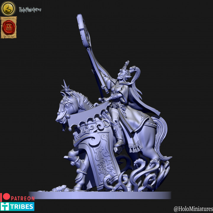 3D Printable High elf mage on horse (elves) by HoloMiniatures