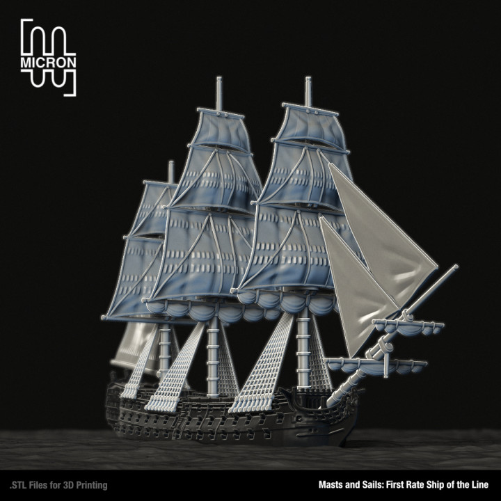 3D Printable Masts, Sails and Ratlines: First Rate Ship of the Line by ...