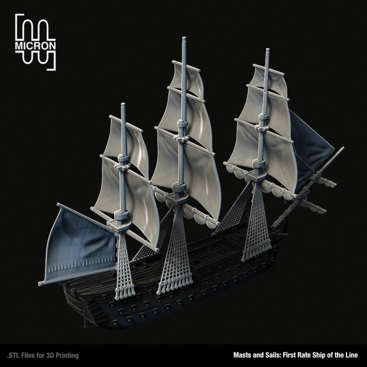 3D Printable Masts, Sails and Ratlines: First Rate Ship of the Line by ...