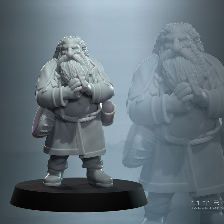 3D Printable Dwarf - Bard by Myr Tabletop