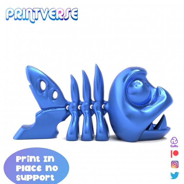 3D Printable Flexy Print In Place Fishbone by Printverse