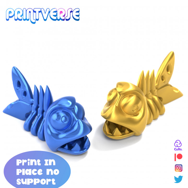 3D Printable Flexy Print In Place Fishbone by Printverse