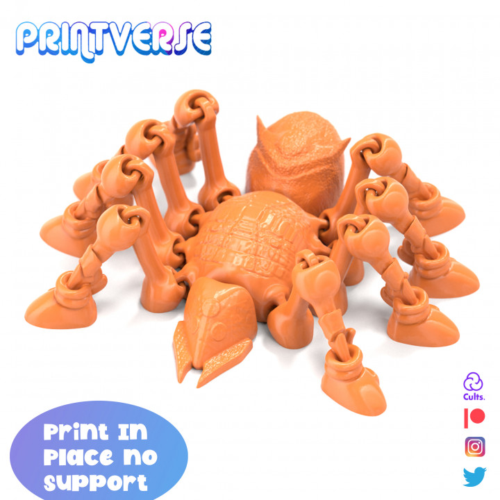 3D Printable Flexy Print In Place Spider by Printverse