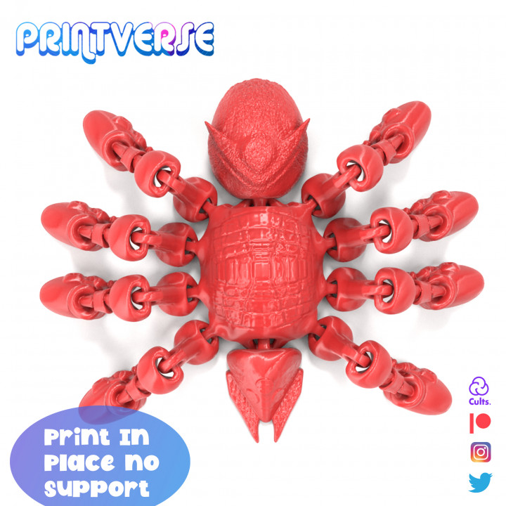 3D Printable Flexy Print In Place Spider by Printverse