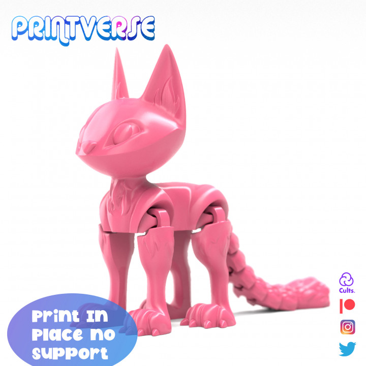 3D Printable Flexy Print In Place Cat by Printverse