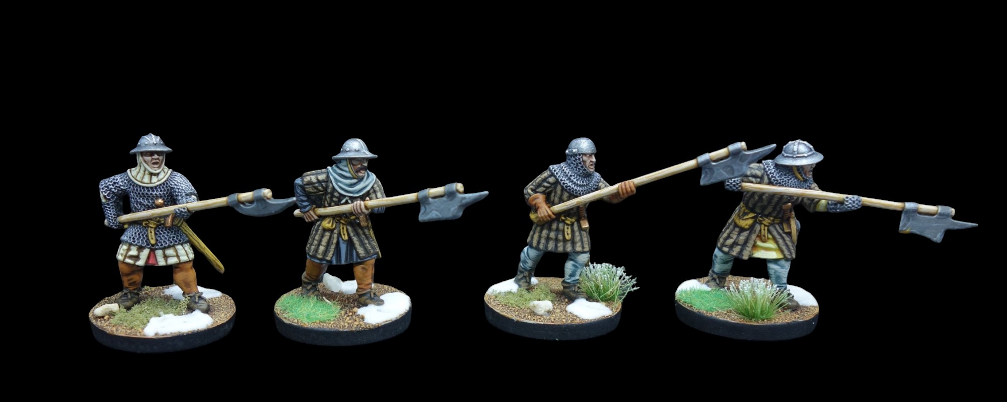 3D Printable 13th Century Billmen attacking by Medbury Miniatures