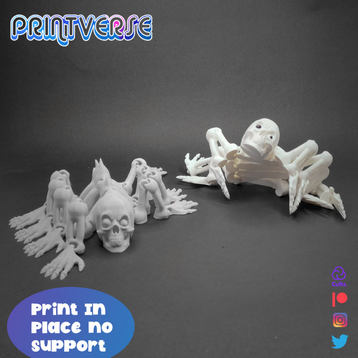 3D Printable Flexy Print In Place Creepy Spider by Printverse