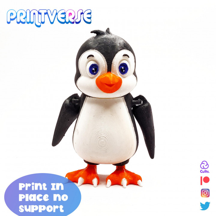 3D Printable Flexy Print In Place Cute Penguin by Printverse