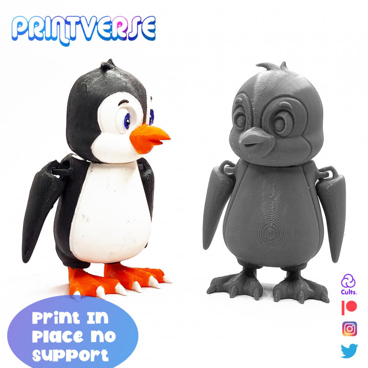 3D Printable Flexy Print In Place Cute Penguin by Printverse