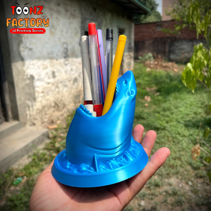 3D Printable Shark Pen Holder by Toonz Factory