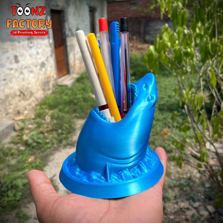 3D Printable Shark Pen Holder by Toonz Factory