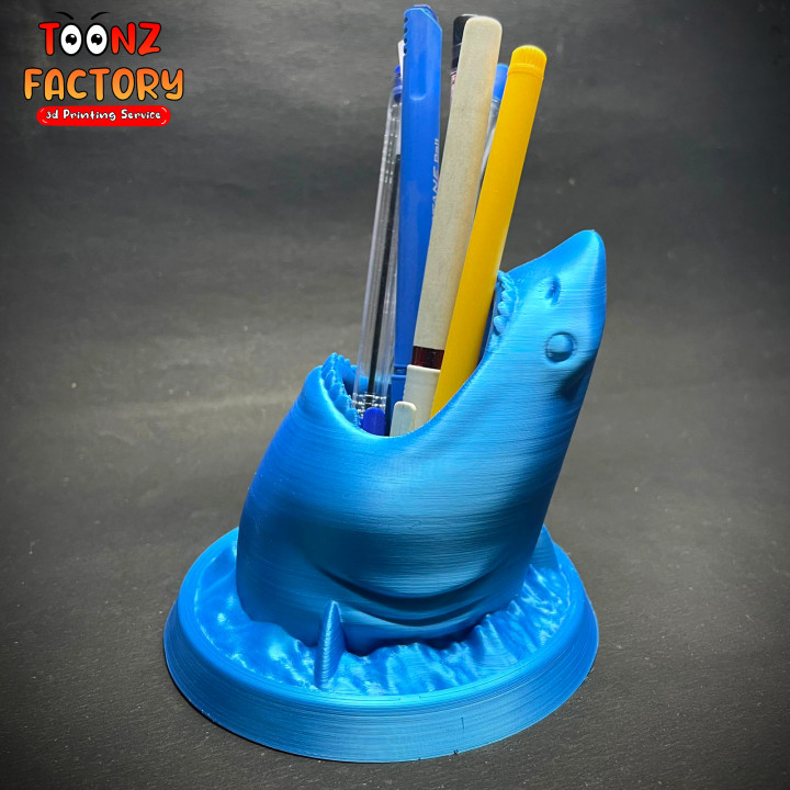 3D Printable Shark Pen Holder by Toonz Factory