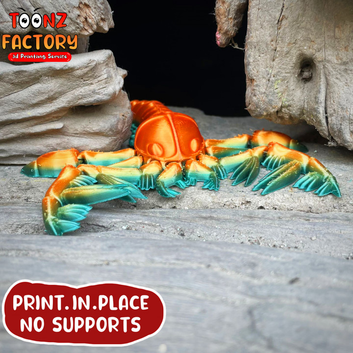 3D Printable FLEXI PRINT-IN-PLACE SEA SCORPION by Toonz Factory