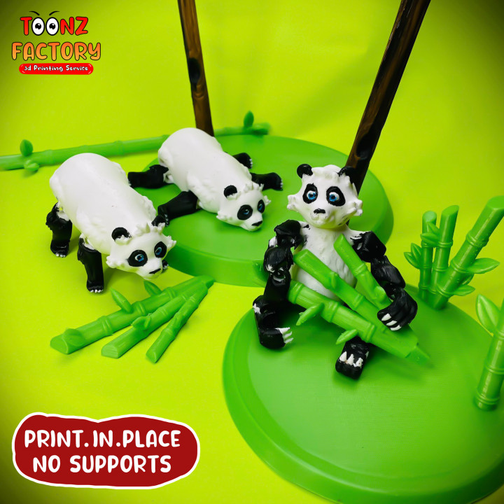 3D Printable FLEXI PRINT-IN-PLACE CUTE PANDA ARTICULATED by Toonz Factory