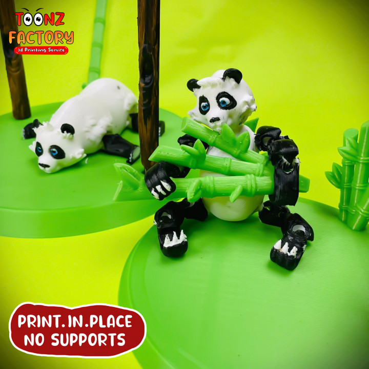3D Printable FLEXI PRINT-IN-PLACE CUTE PANDA ARTICULATED by Toonz Factory