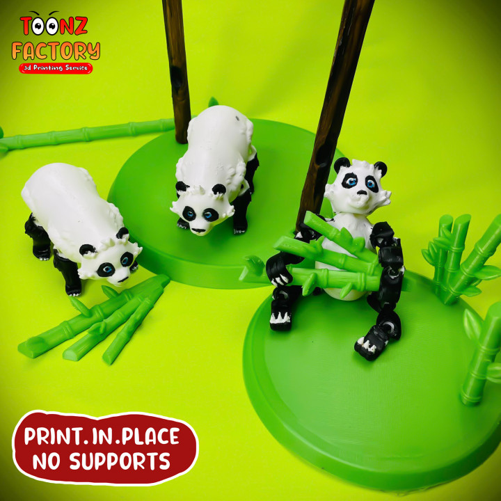 3D Printable FLEXI PRINT-IN-PLACE CUTE PANDA ARTICULATED by Toonz Factory