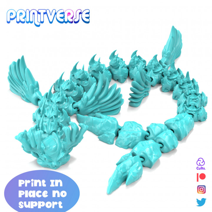 3D Printable Flexy Print In Place Trixie Mutated Dragon by Printverse