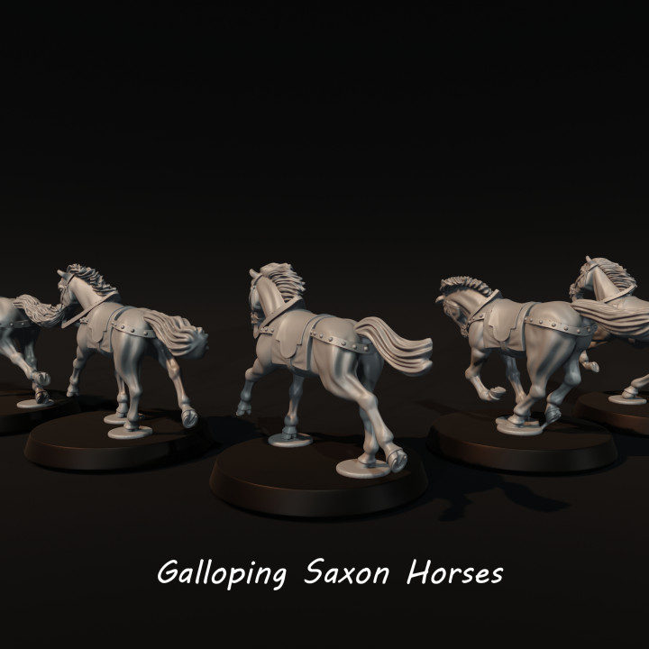 3D Printable Galloping Saxon Horses by Medbury Miniatures