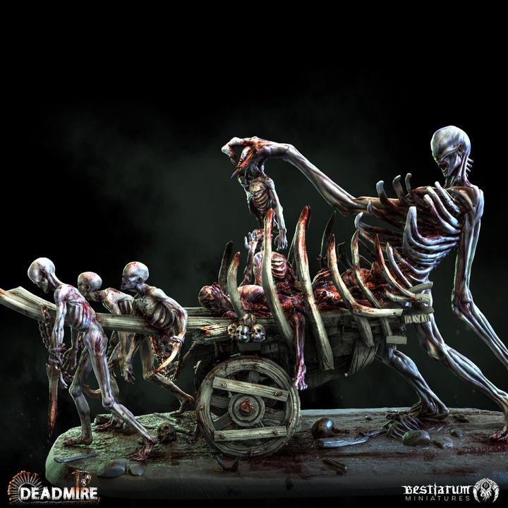 3D Printable Corpse Cart | Deadmire | Undead by Bestiarum Miniatures