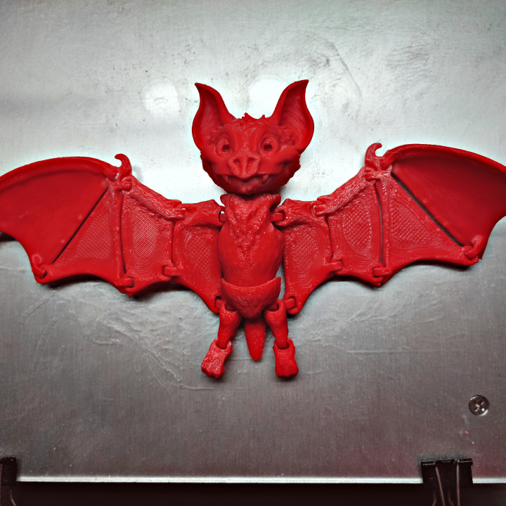 3D Print of Bat articulated toy, print-in-place body, snap-fit head ...