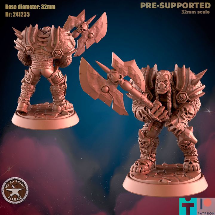 3D Printable Orc Boss Attack Pose Updated by My3DPrintForge