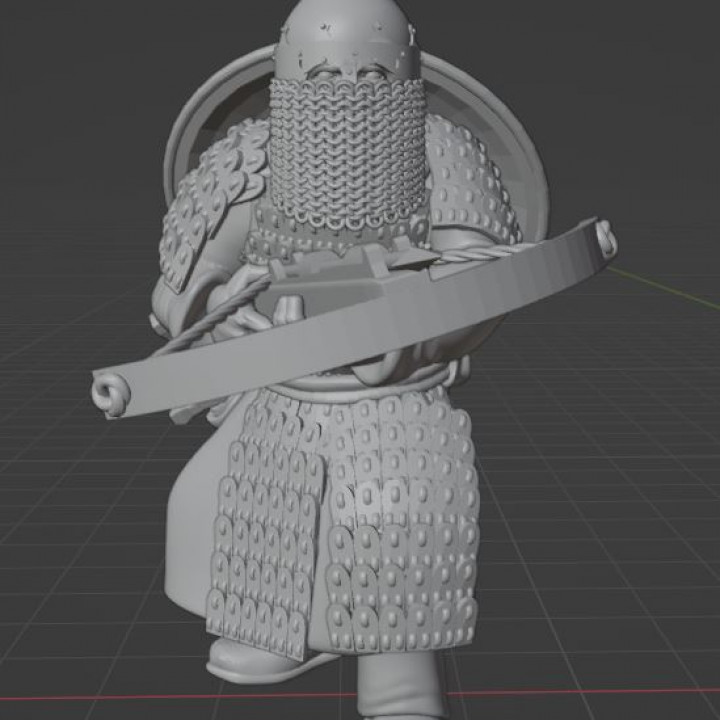 3D Printable Turko Mongol Warrior with crossbow by MGMoogii