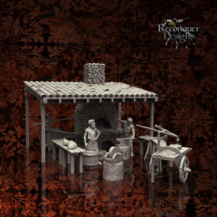3D Printable Blacksmith Scene by Reconquer Designs