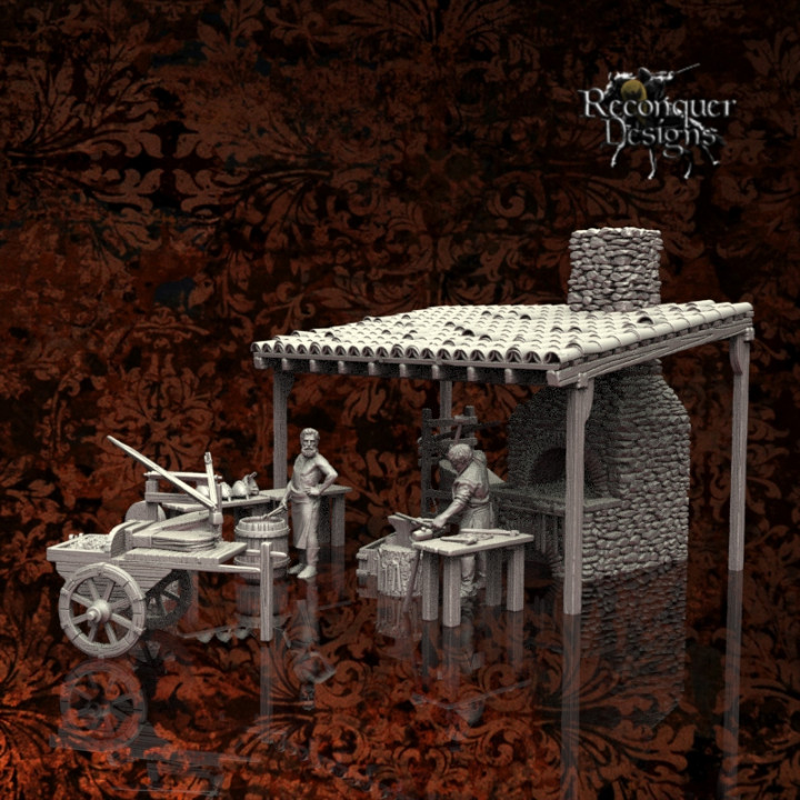 3D Printable Blacksmith Scene by Reconquer Designs