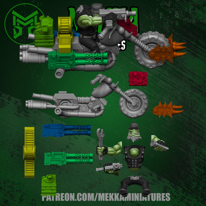 3D Printable Orc Biker Set by Mekka Miniatures