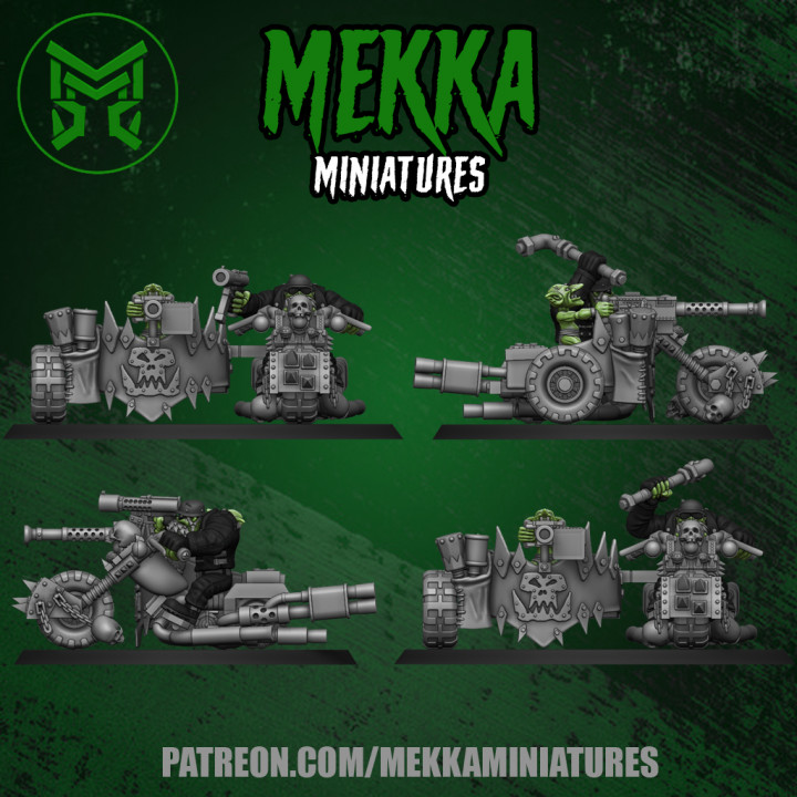 3D Printable Orc Biker Set by Mekka Miniatures