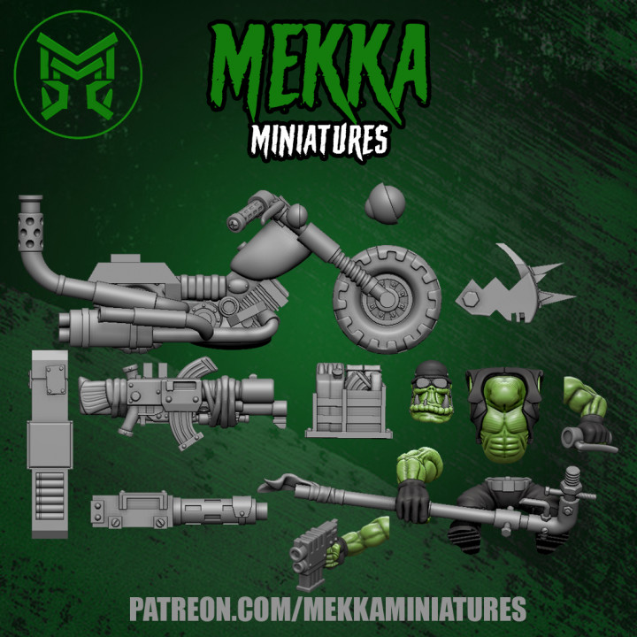 3D Printable Orc Biker Set by Mekka Miniatures