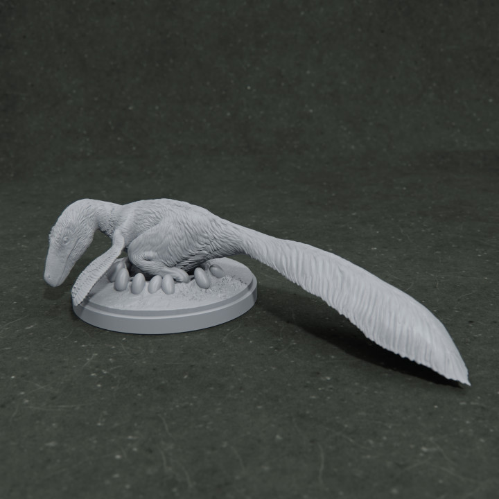 3D Printable Utahraptor sitting on eggs 1-35 scale pre-supported ...