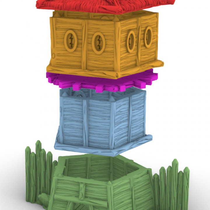 3D Printable Toll Gate, Towers, & Palisades by GameScape3D