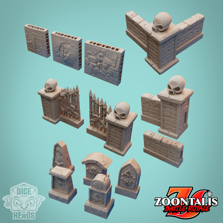 3D Printable Graveyard Terrain (pre-supported included) by Dice Heads