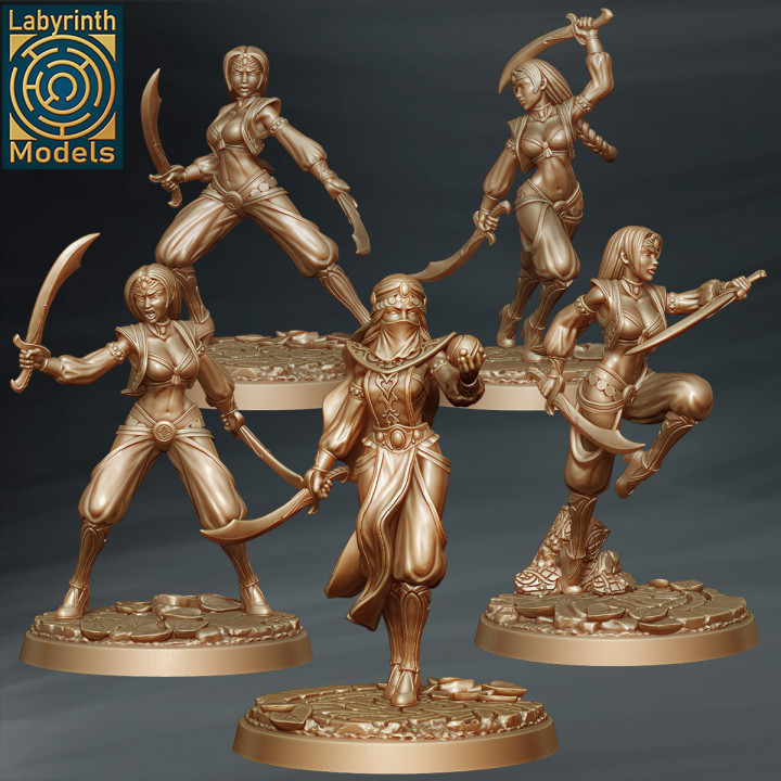 3D Printable Sword Dancers - 32mm scale by Labyrinth Models