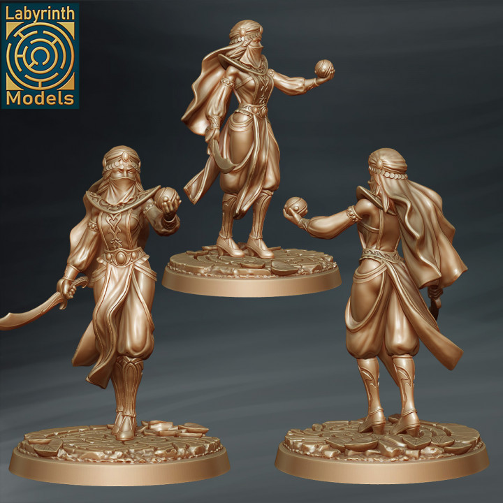 3D Printable Sword Dancers - 32mm scale by Labyrinth Models