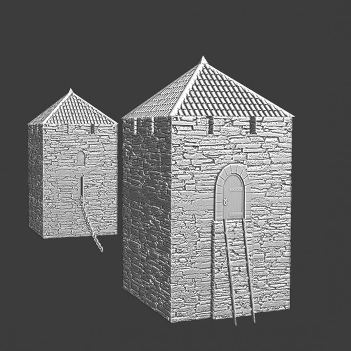 3D Printable Medieval River blockade - Two towers and chain by Northern ...