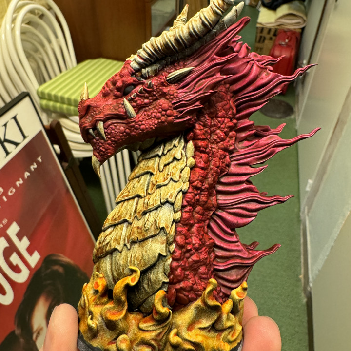 3D Print of Elder Red Dragon bust (Pre-Supported) by Lyrael