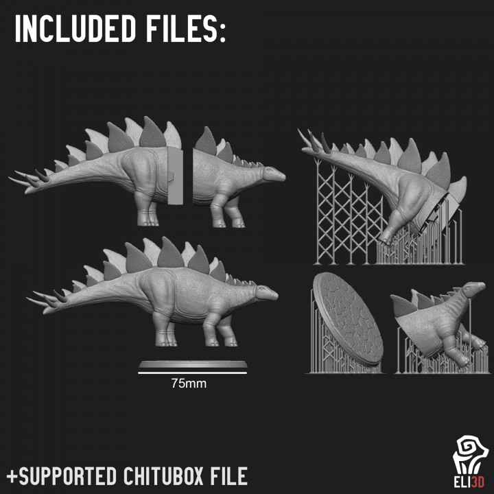 3D Printable Stegosaurus - Dino by ELI 3D